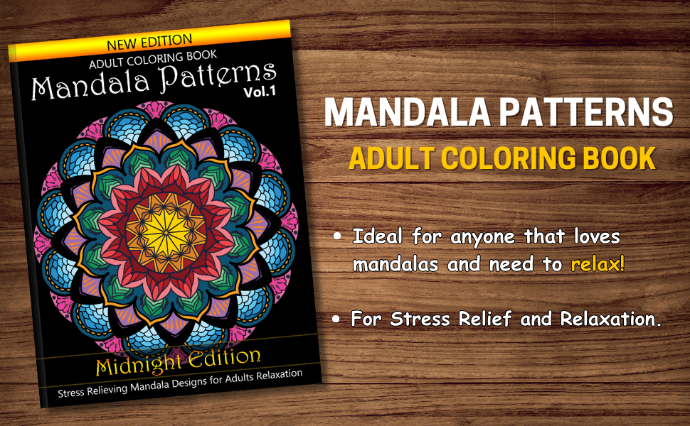 Amazon.com: Mandala Patterns Midnight Edition Adult Coloring Book: Stress Relieving Mandala ...