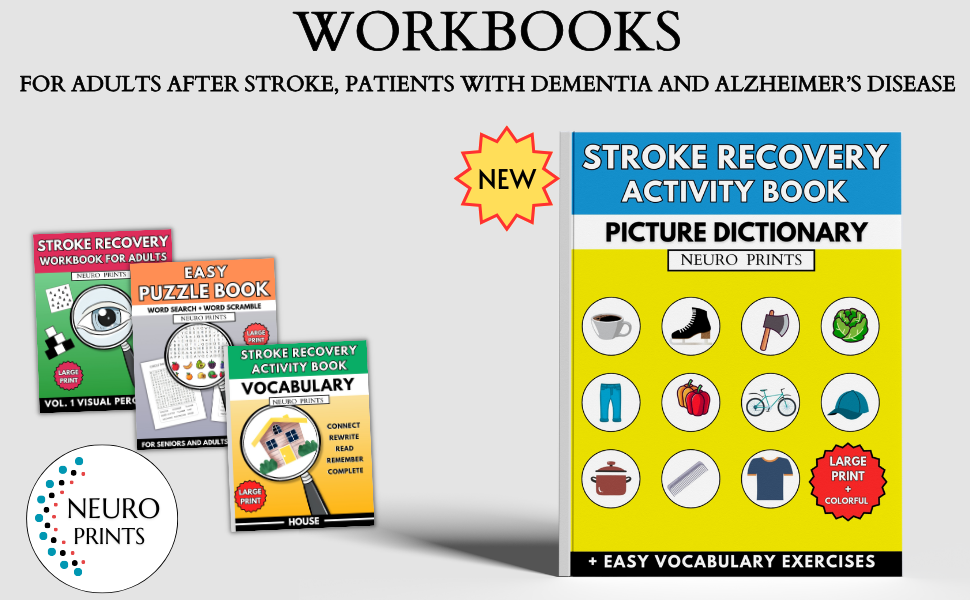 Stroke Recovery Activity Book Picture Dictionary: Large Print Workbook with Puzzles, Memory ...