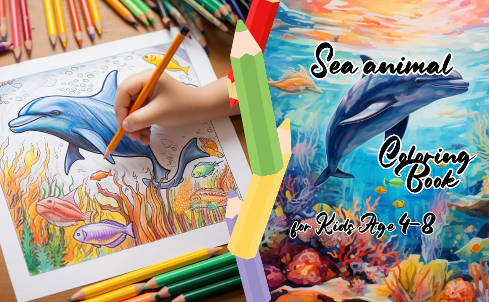 Sea Animal Coloring Book for Kids age 4-8: 40+Fantastic Ocean Animals ...