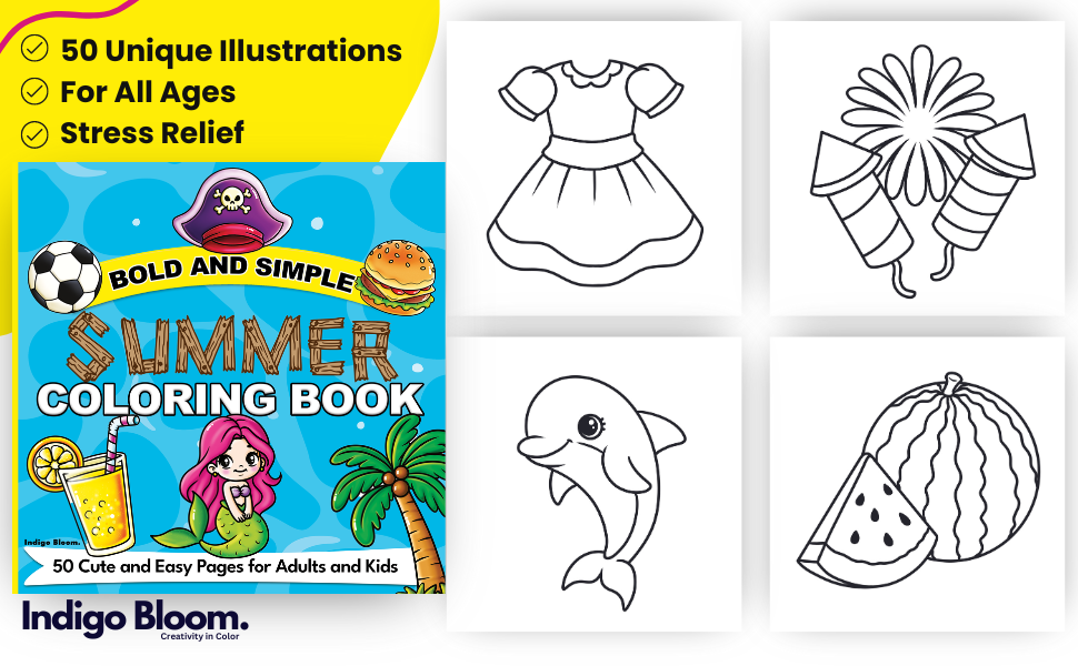 Amazon.com: Bold and Simple Summer Coloring Book: 50 Cute and Easy ...