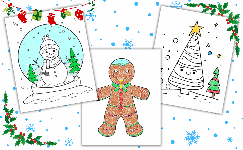 Christmas Coloring Book for Kids Ages 4-8: 50 Cute and Easy ...