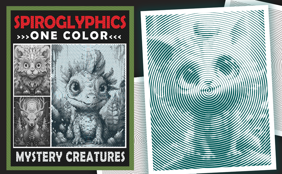 Amazon.com: Spiroglyphics One Color Mystery Creatures: Spiral Coloring Book for Adults, Hidden ...
