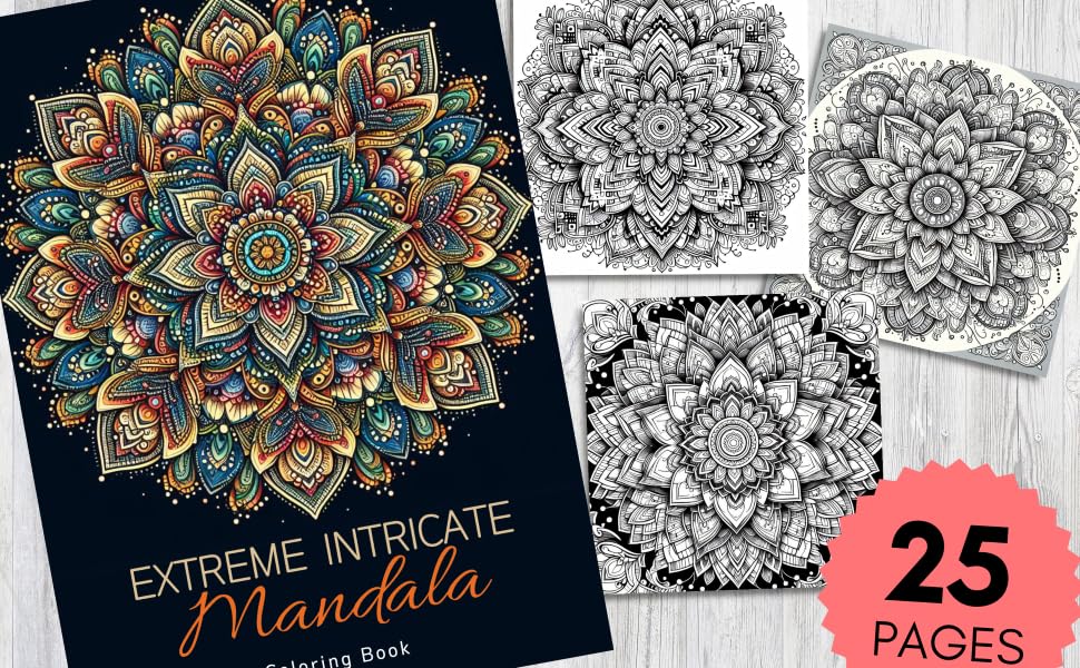 Extreme Intricate Mandala Coloring Book: Zentangle Contemplation Pages ...