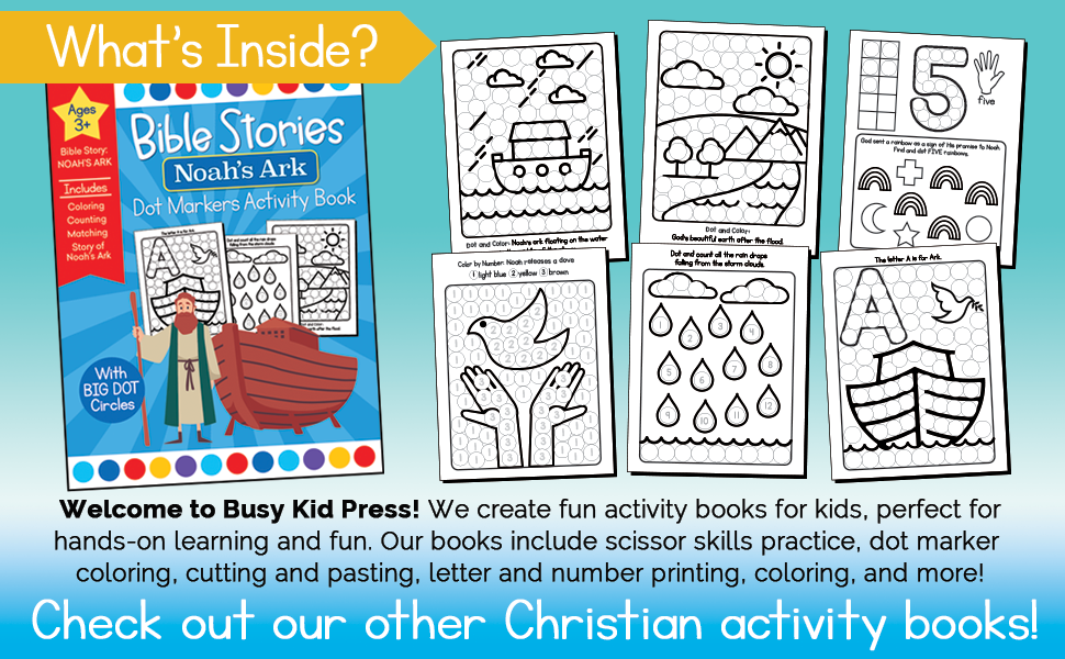Bible Stories Noah's Ark Dot Markers Activity Book: Easy Christian ...