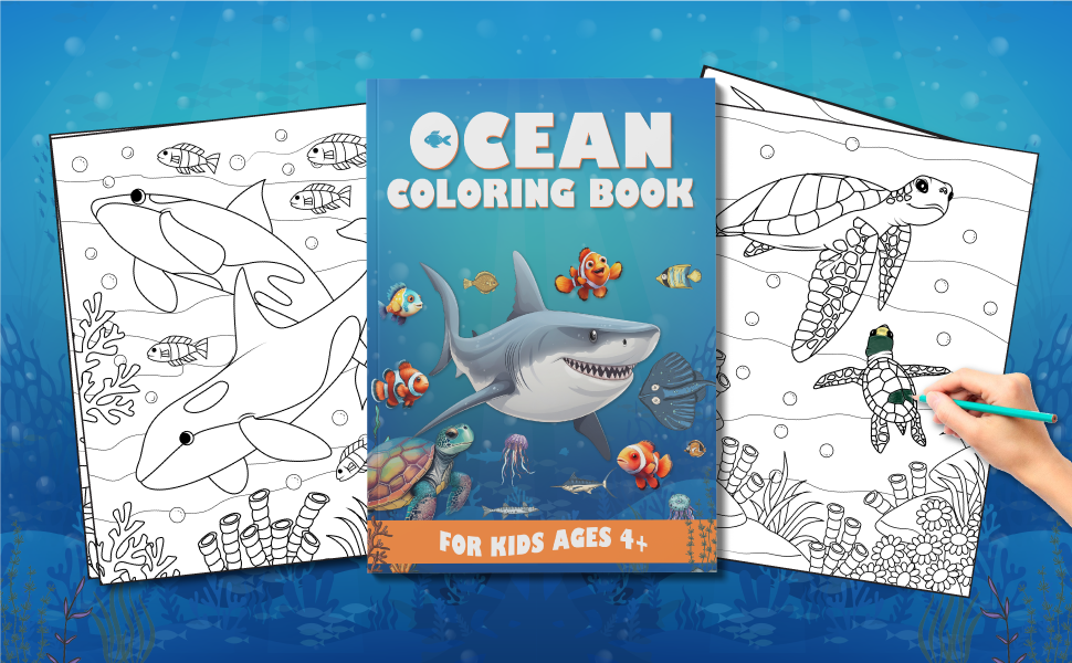 Ocean Coloring Book for Kids 4+: Sea Creature Coloring Book with Fun ...