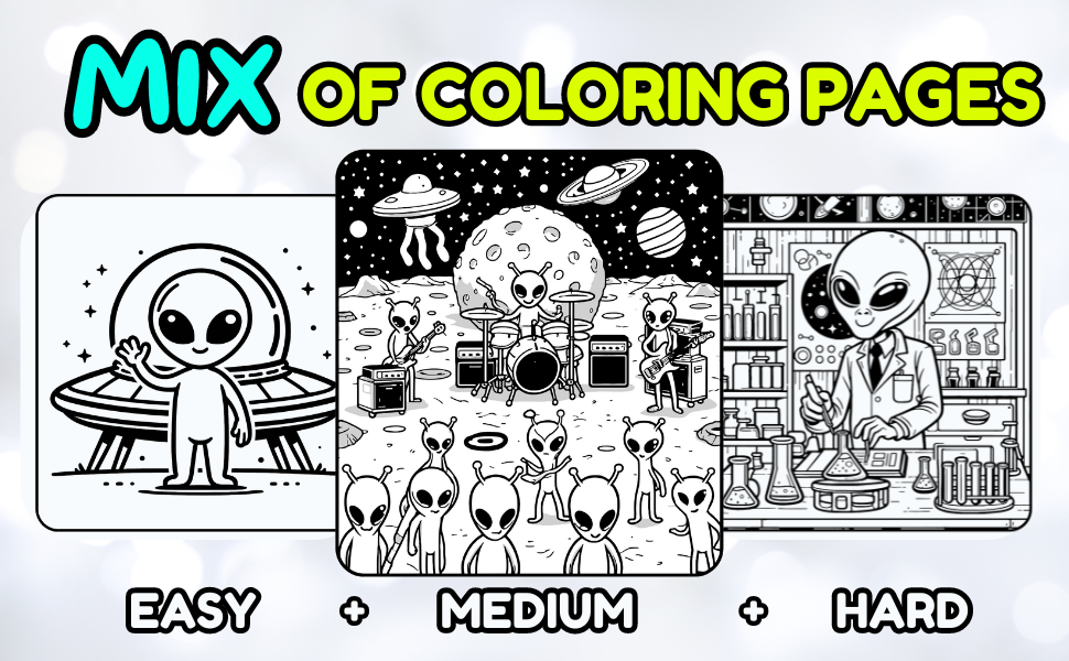 Amazon.com: Aliens Having Fun Coloring Book for Adults + Kids: Bold and ...