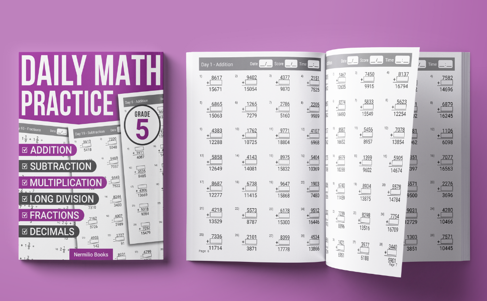 Daily Math Practice Grade 5: Addition, Subtraction, Multiplication ...