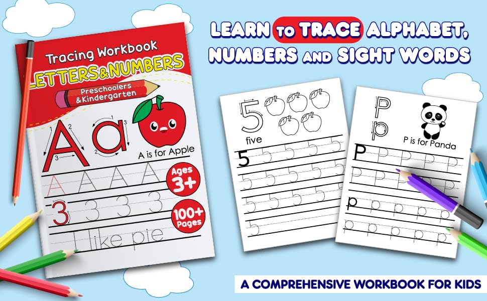 Letters & Numbers Tracing Workbook For Preschoolers & Kindergarten ...