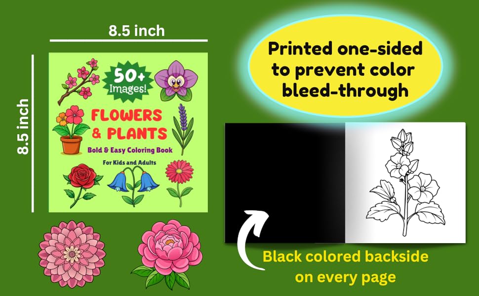 Bold and Easy Plants & Flowers Coloring Book: 50 Plus Big, Bold, Simple ...