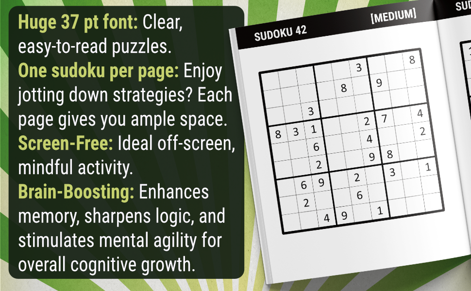 Extra Large Print Sudoku: 200 Medium Puzzles with Solutions, One per ...