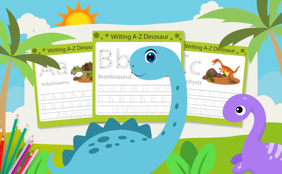 Alphabet Dinosaur Book: ABC Tracing Letters and Writing | Learn ...