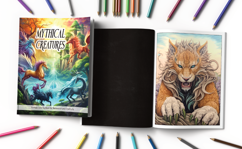Amazon.com: Mythical Creatures: Coloring Book for Teens and Adults Filled with Unicorns, Dragons ...
