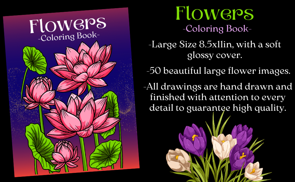 Flowers Coloring Book: Relaxing Beautiful Flowers Coloring Book with ...