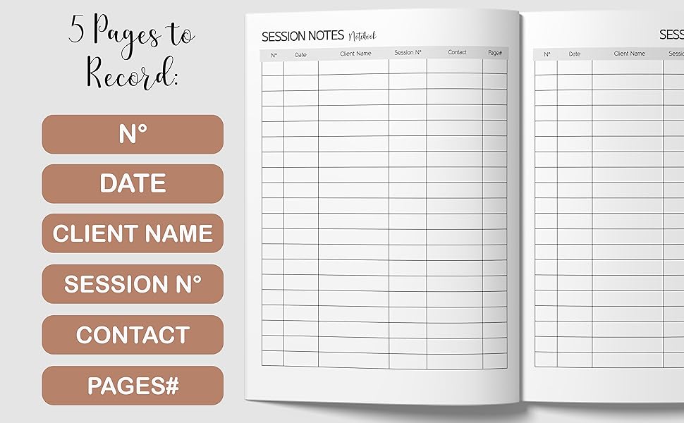 Session Notes Notebook: Client Session Organizer for Therapists, Social ...