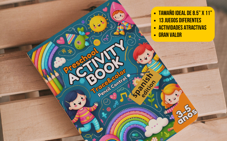 Preschool activity book, trace&color pencil control Spanish: Libro de ...