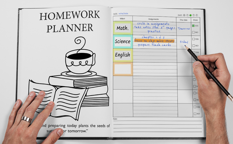 homework planner 2024-2025: Undated daily assignments notebook for ...