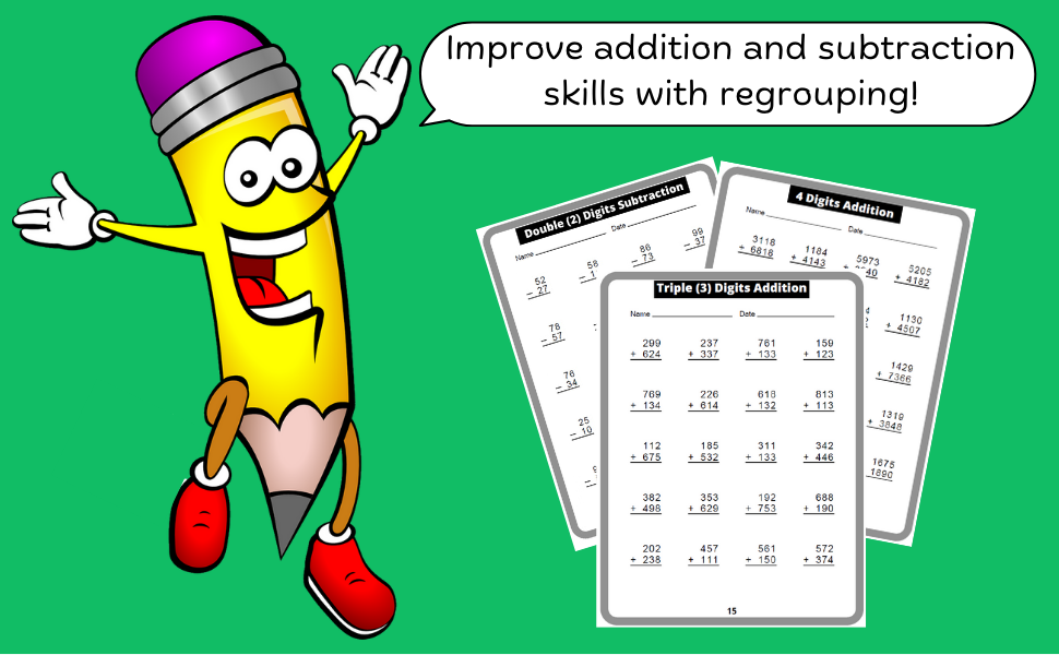 Addition and Subtraction Practice Problems Math Workbook: 100 Days ...