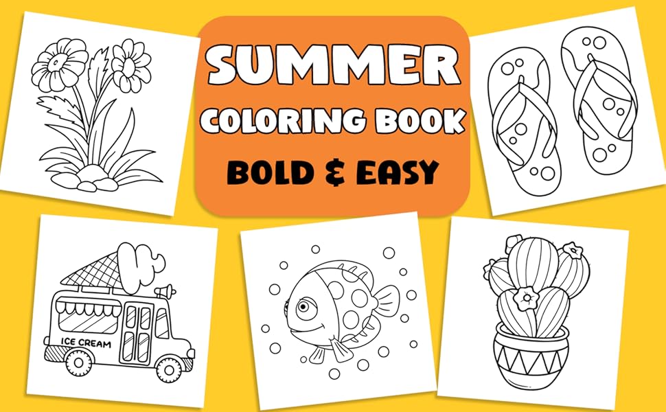 Amazon.com: Bold And Easy Summer Coloring Book: 50 Fun, Big and Simple ...