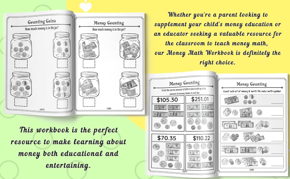 Money Math Workbook: Worksheets to teach Money Addition, Subtraction ...