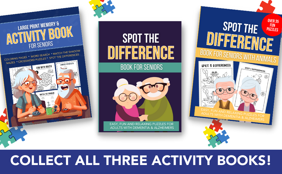 Large Print Memory & Activity Book for Seniors: Easy and Relaxing Puzzles, Coloring Pages, Word ...