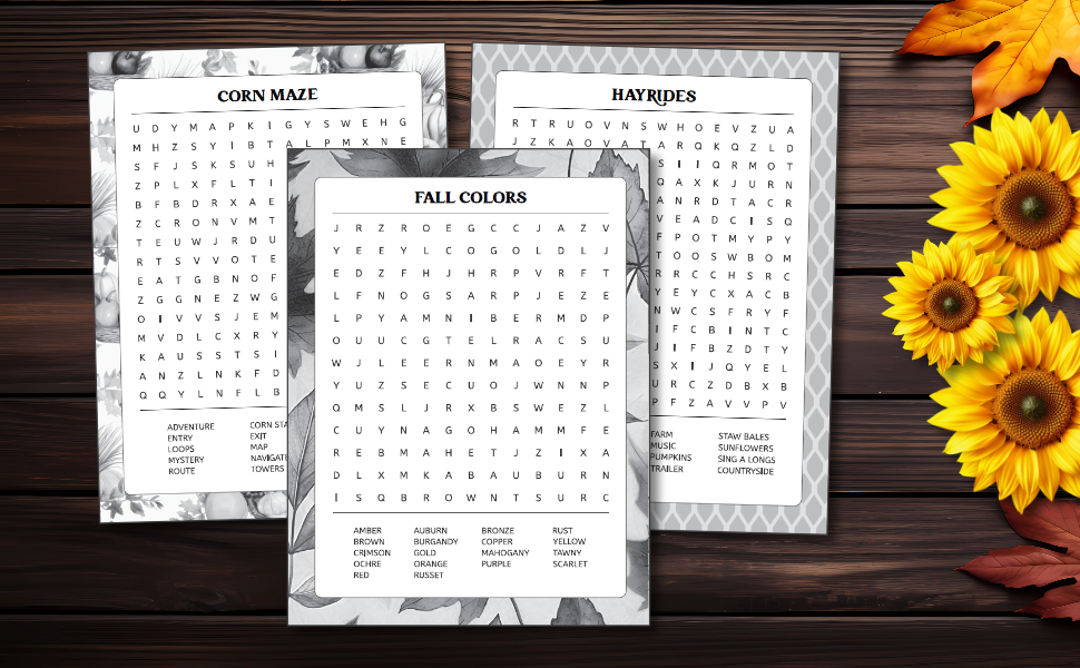 Amazon.com: Fall Word Search: Large Print, 110 Autumn Themed Word Find ...