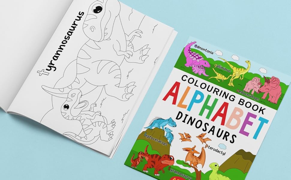 Dinosaur Colouring Book for Children: Alphabet of Dinosaurs for Kids ...