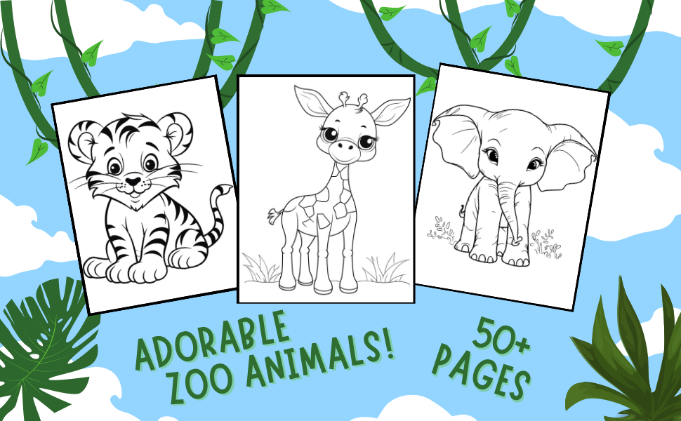 Coloring Book for Kids Zoo: Animal Coloring Book for Kids: Large Size 8 ...