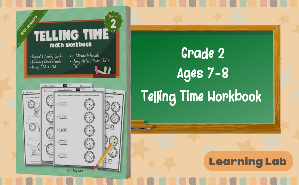 Telling Time Math Workbook Grade 2: Analog and Digital Clocks, 5-Minute ...