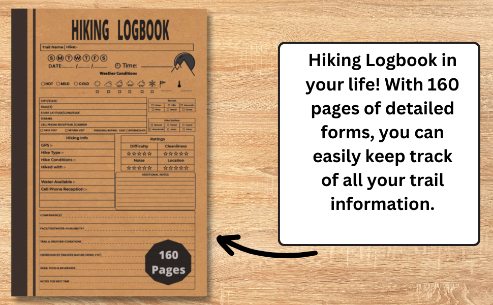 Hiking Logbook: 160 Pages Hiking Journal With Prompts To Write In ...