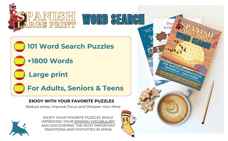 SPANISH LARGE PRINT WORD SEARCH.: Spanish Word Search Puzzle Book for ...