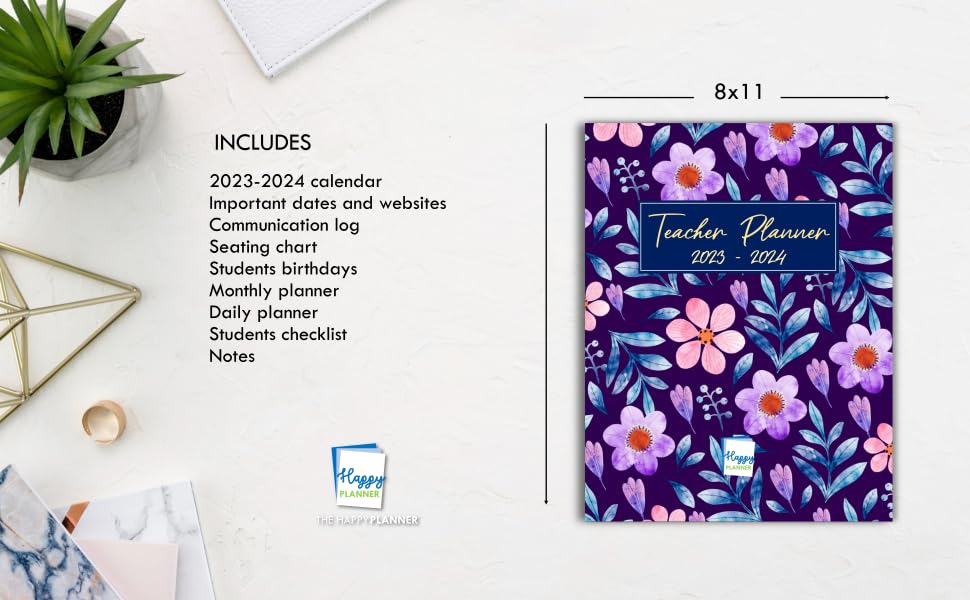 Floral Teacher Planner 2023-2024 - 2023-2024 Dated Teacher Planner ...