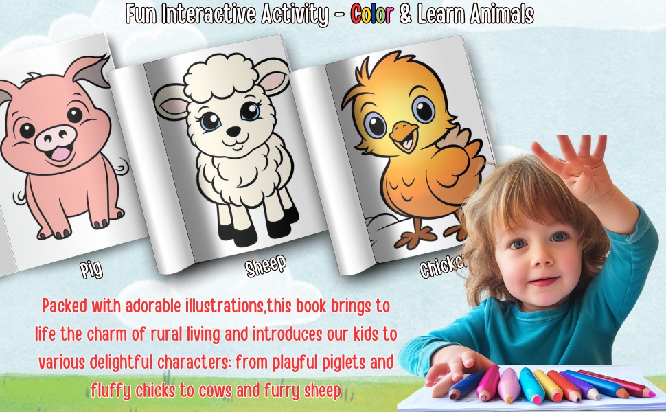 Farm Animals Coloring Book for Toddlers Ages 2-4: Colorful Adventures ...