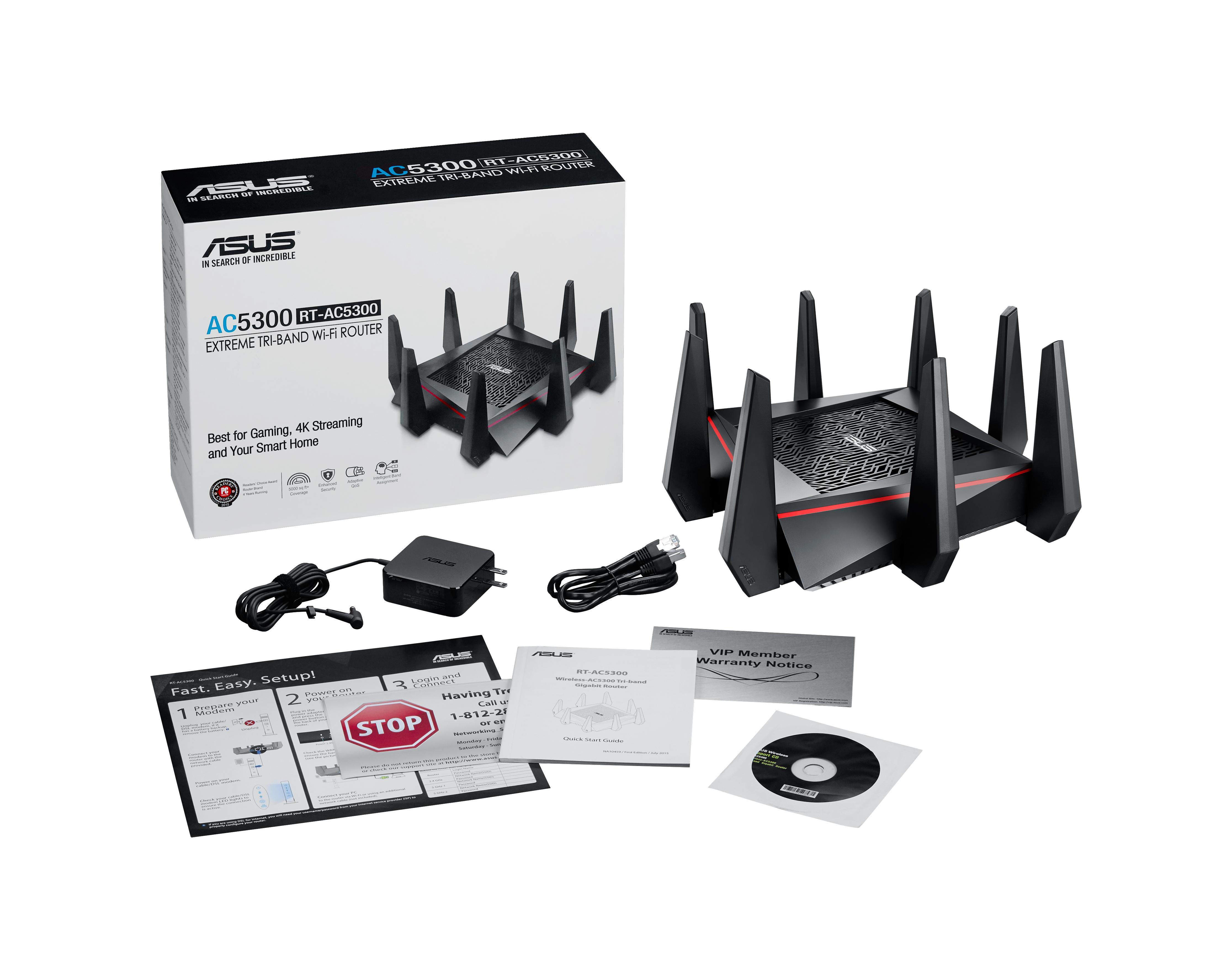 ASUS AC5300 Wireless Tri-Band (Dual 5GHz + Single 2.4GHz) Gigabit ...