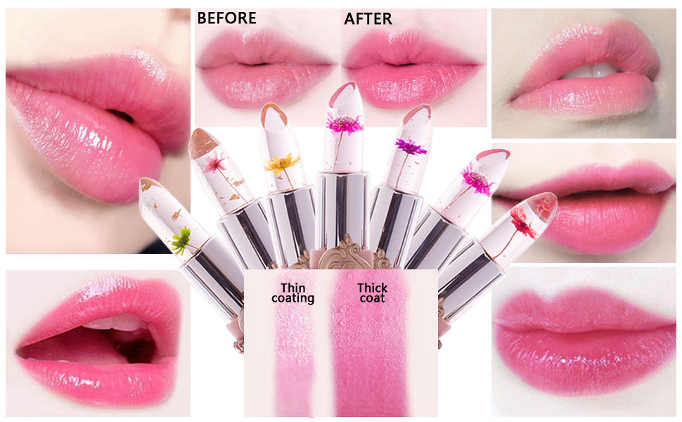 Juego de 2 pintalabios mágicos, con flores de cristal, jalea que cambia de color, pintalabios ...