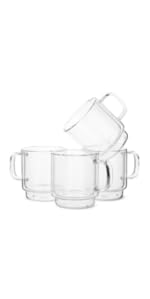 Amazon.com | BTaT- Insulated Coffee Mugs, Glass Tea Mugs, Set of 4 (12 ...