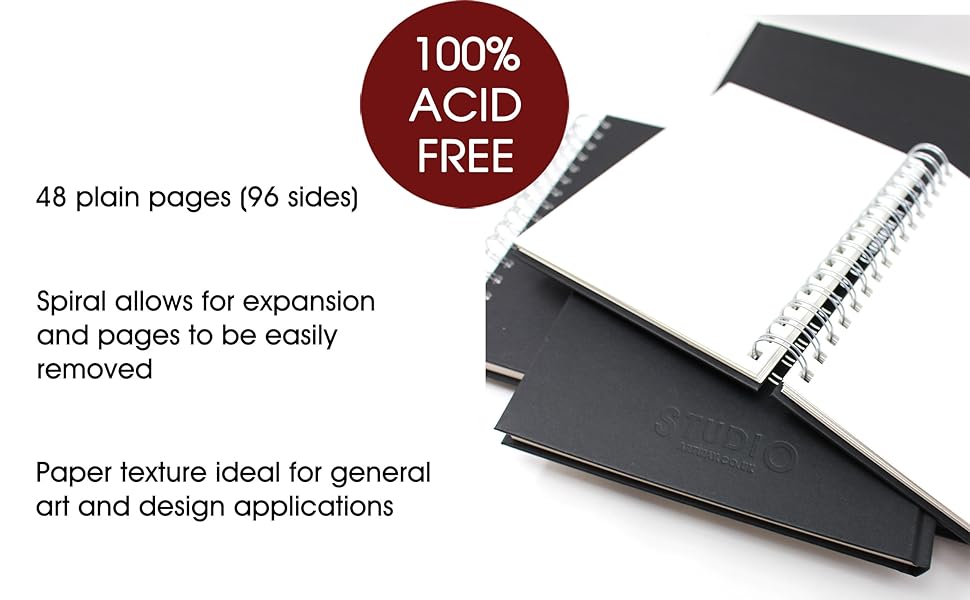 Artway Studio - Spiral Bound A4 Sketch book - Landscape - 96 Pages (48 Leaves) of 170gsm ...