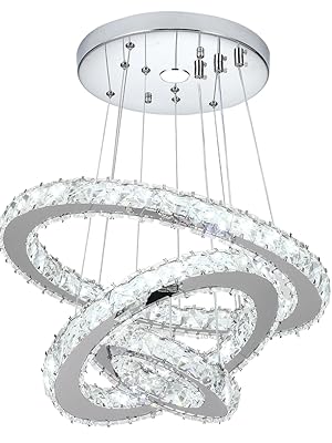 Amazon.com: LED Modern Crystal Chandeliers 3 Rings LED Ceiling Lighting ...