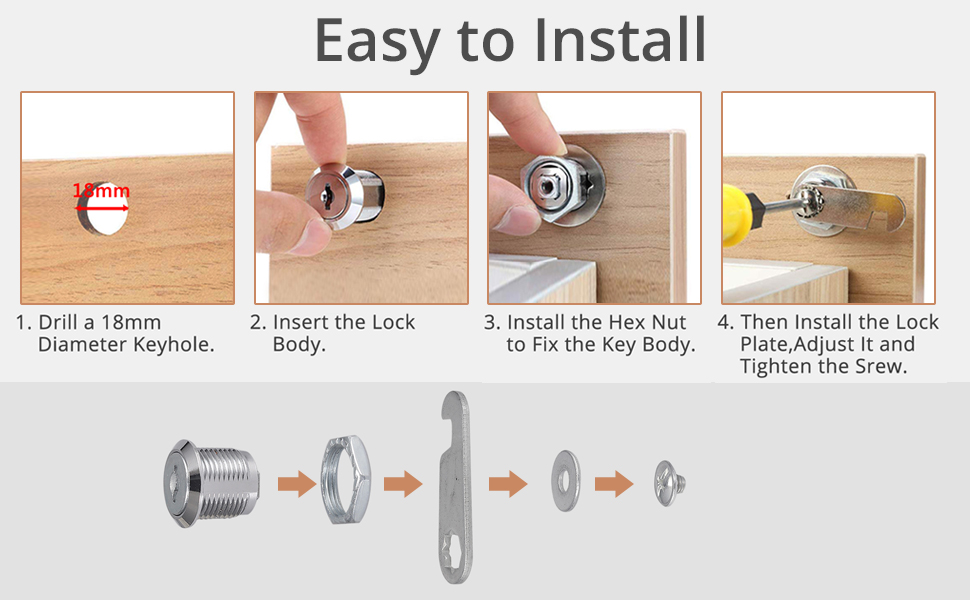 4 Stück Nocken Schloss 16mm sicherheit Nocken Schloss mit Schlüssel Türsicherheit für Schrank ...