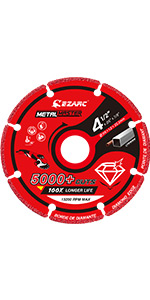 EZARC Diamond Cutting Wheel 4 1/2 x 7/8 Inch for Metal, Cut Off Wheel with 5000+ Cuts on Rebar ...