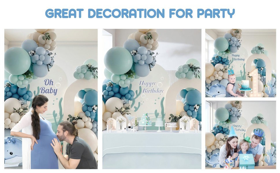 Amazon.com: 147pcs Under the Sea Balloons Garland Arch Kit with Dusty Slate Blue Pastel Green ...