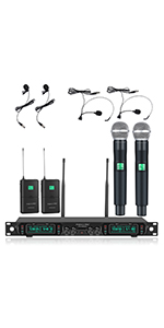 Amazon.com: Wireless Microphone System, Phenyx Pro 4-Channel UHF Cordless Mic Set With Four ...