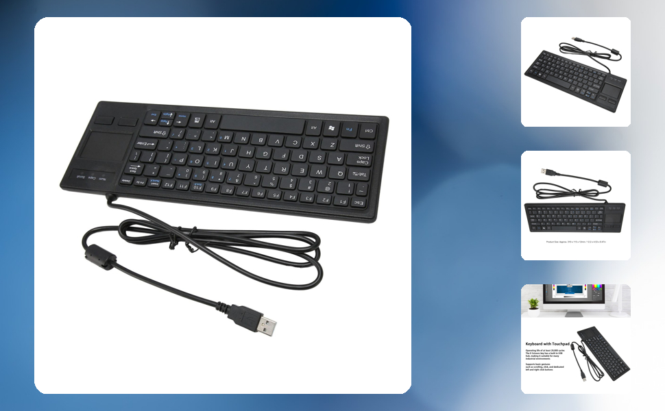 Wired Keyboard with Touchpad, Ultra Thin USB Keyboard Trackpad Combo ...