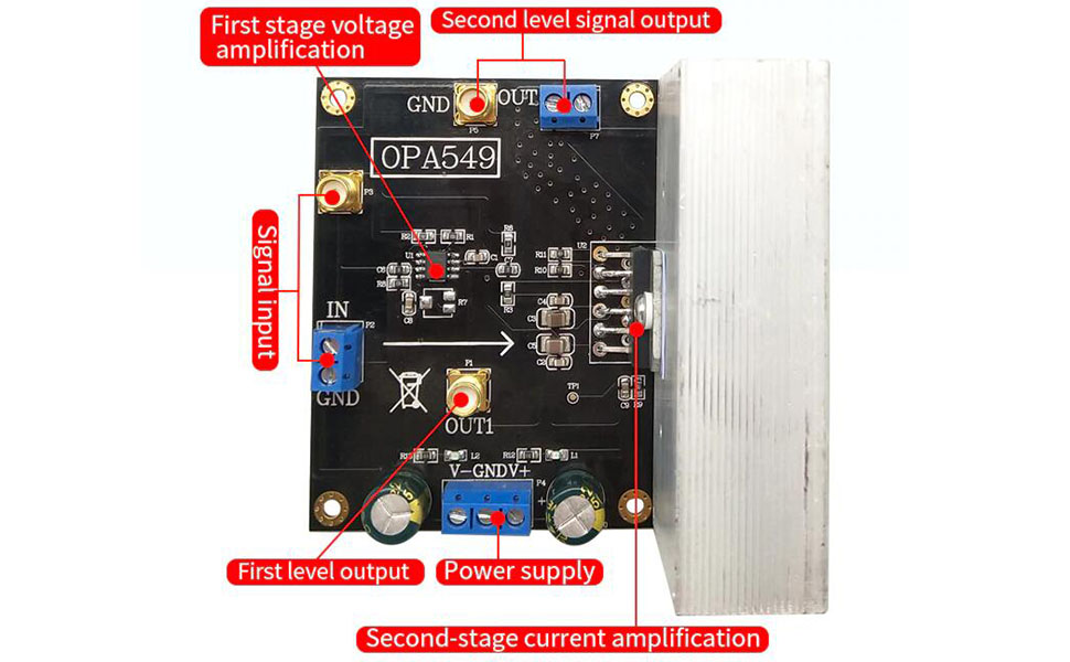 Amazon.com: Taidacent OPA549 Audio Power Amplifier 8A Current High Voltage High Current Op Amp ...