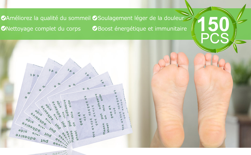 150PCS Patches de Pieds, JUSTDOLIFE Patch Detox Pieds, Coussinets pour les pieds de la douleur ...