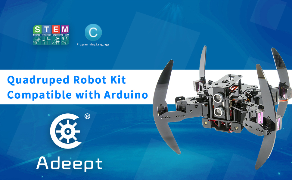Adeept Quadruped Spider Robot Kit Compatible with Arduino, Infrared Remote Control and Python ...