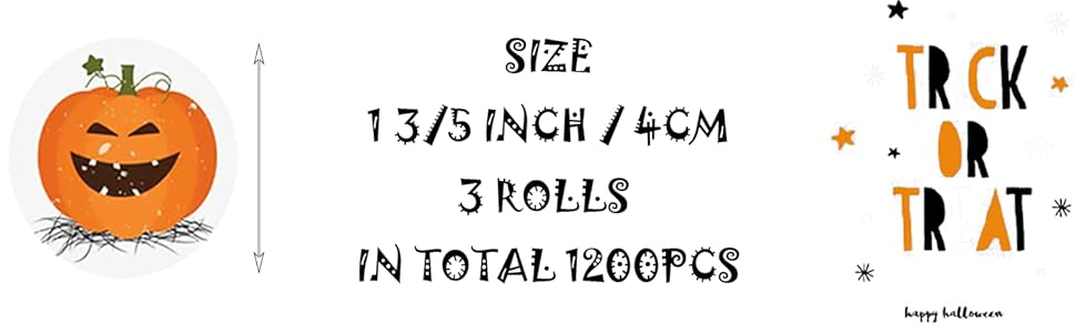 Amazon.com: 1200 Pieces Halloween Roll Stickers Party Pack, 3 Rolls 1-3 ...