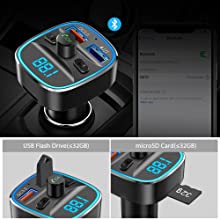 Bluetooth FM Transmitter for Car, Nulaxy Bluetooth Car Adapter Wireless ...