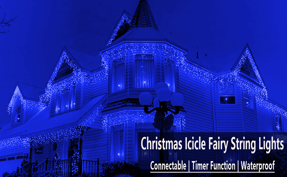 Joomer Christmas Icicle Lights, 400 LED 80 Drops 39Ft 8 Modes ...