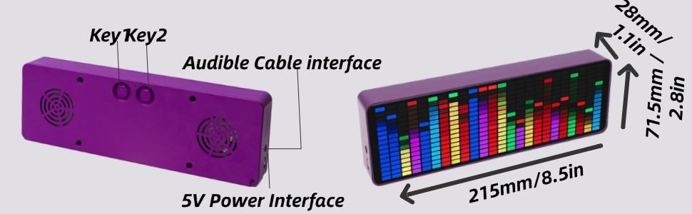 Music Spectrum Display 384 Led Audio Spectrum Analyzer With Clock 20 Dynamic 7 Color Music