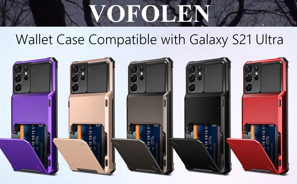 Amazon.com: Vofolen for Galaxy S21 Ultra Case Wallet 4-Card Flip Cover Credit Card Holder Slot ...